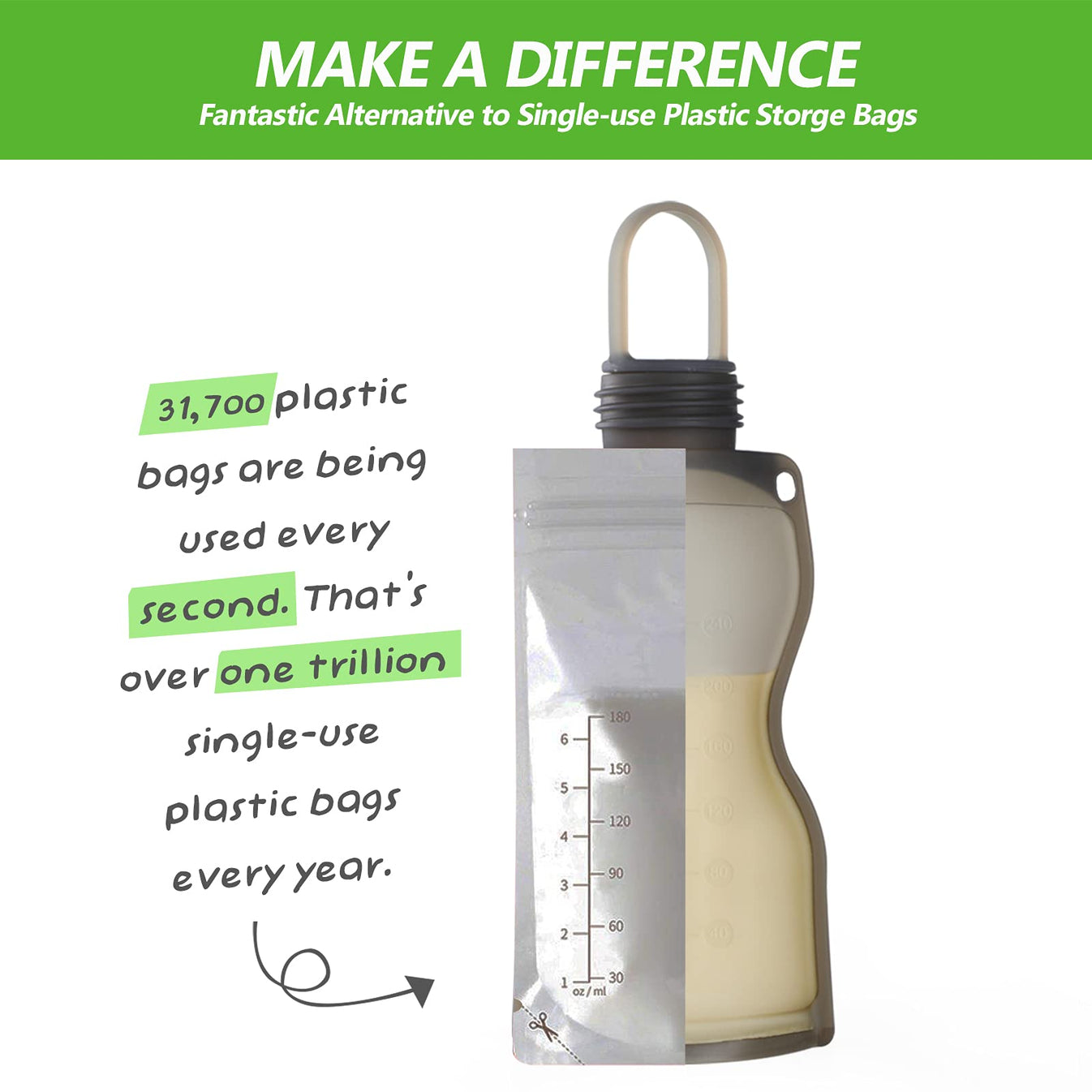 Silicone Milk Storage Bag (260ml) – Haakaa